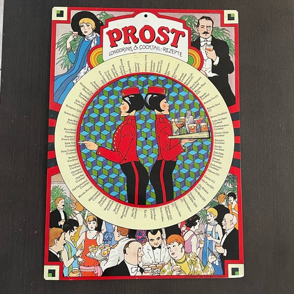 Dining | Vintage German Prost Cocktail Recipe Spinner In German | Poshmark